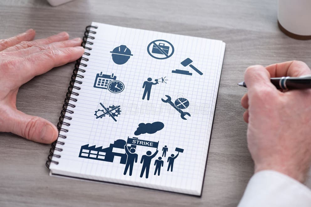 Strike Concept on a Notepad Stock Photo - Image of industry ...