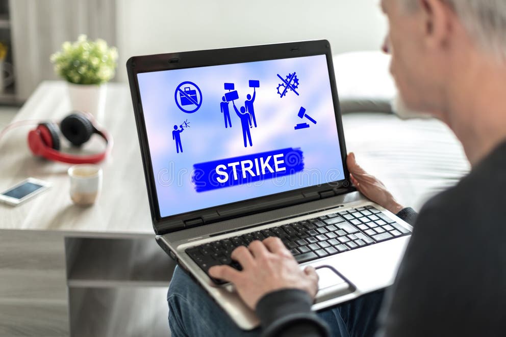 Strike Concept on a Laptop Screen Stock Image - Image of worker ...