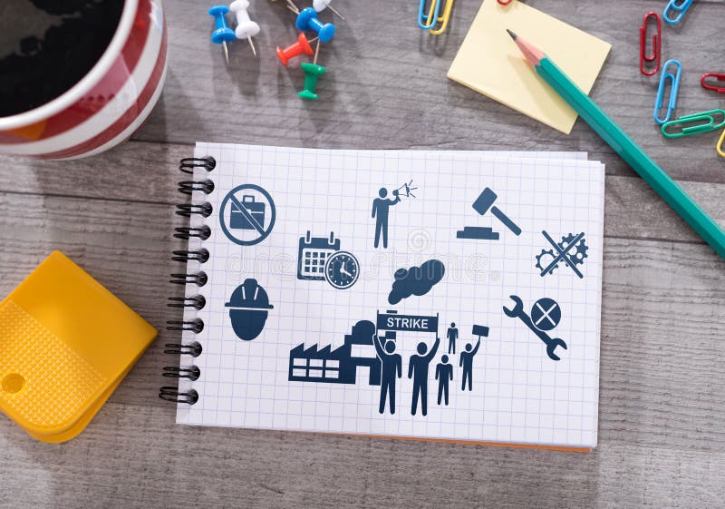 Strike Concept on a Notepad Stock Illustration - Illustration of ...