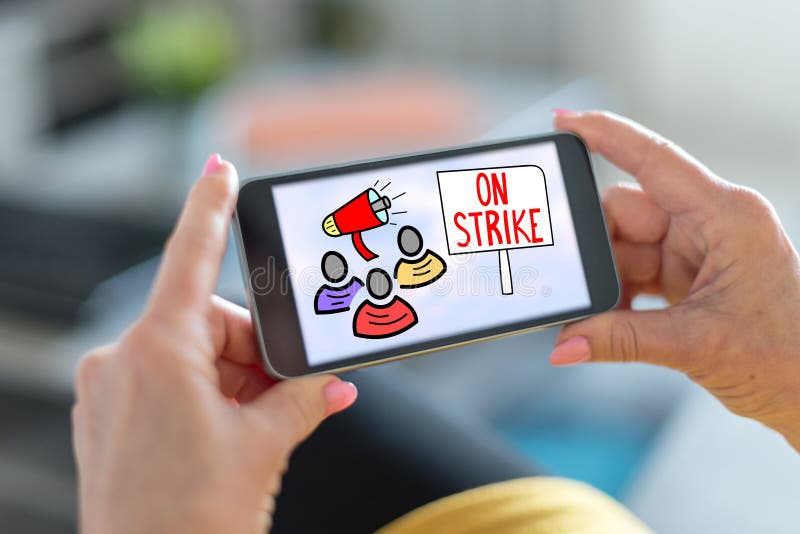 On Strike Concept on a Smartphone Stock Photo - Image of demonstration ...