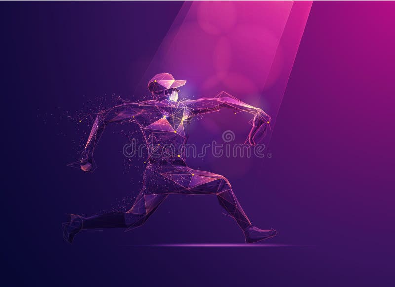 Polygon Baseball Player Futuristic Element Stock Illustrations – 2 ...