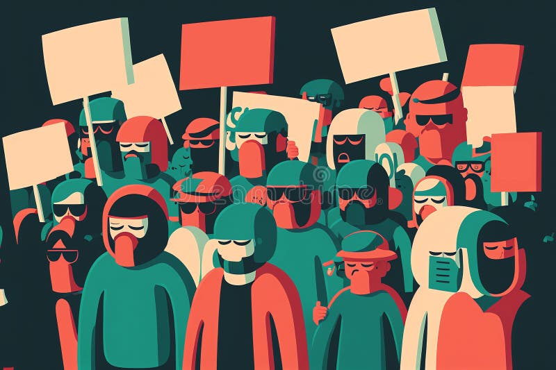 Strike Crowd Activist People in Masks Protesting Stock Photo - Image of ...