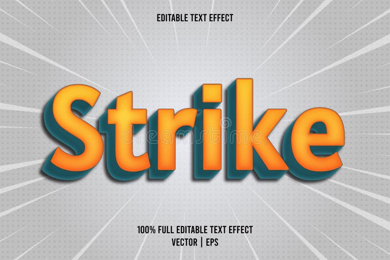 Strike Editable Text Effect Cartoon Style Stock Vector - Illustration ...