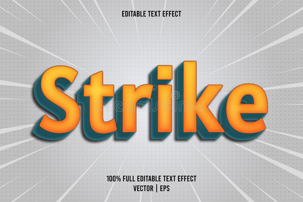 Strike Editable Text Effect Cartoon Style Stock Vector - Illustration ...