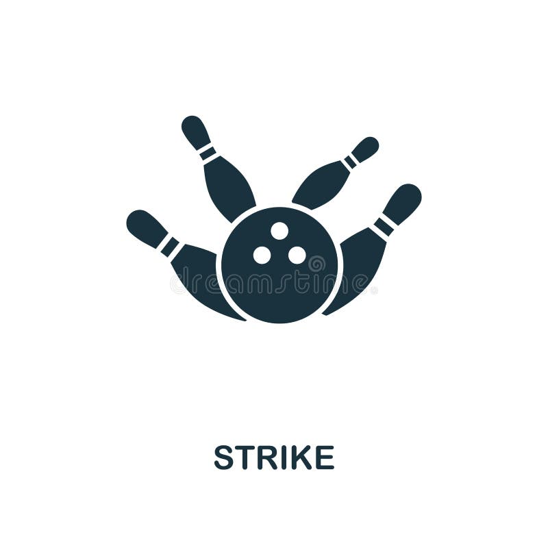 Strike Icon. Monochrome Style Design from Bowling Icon Collection. UI ...