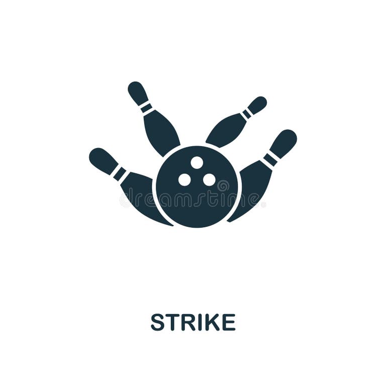 Strike Icon. Monochrome Style Design from Bowling Icon Collection. UI ...