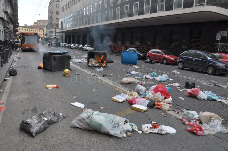 Strike in naples editorial stock photo. Image of banner - 17353988