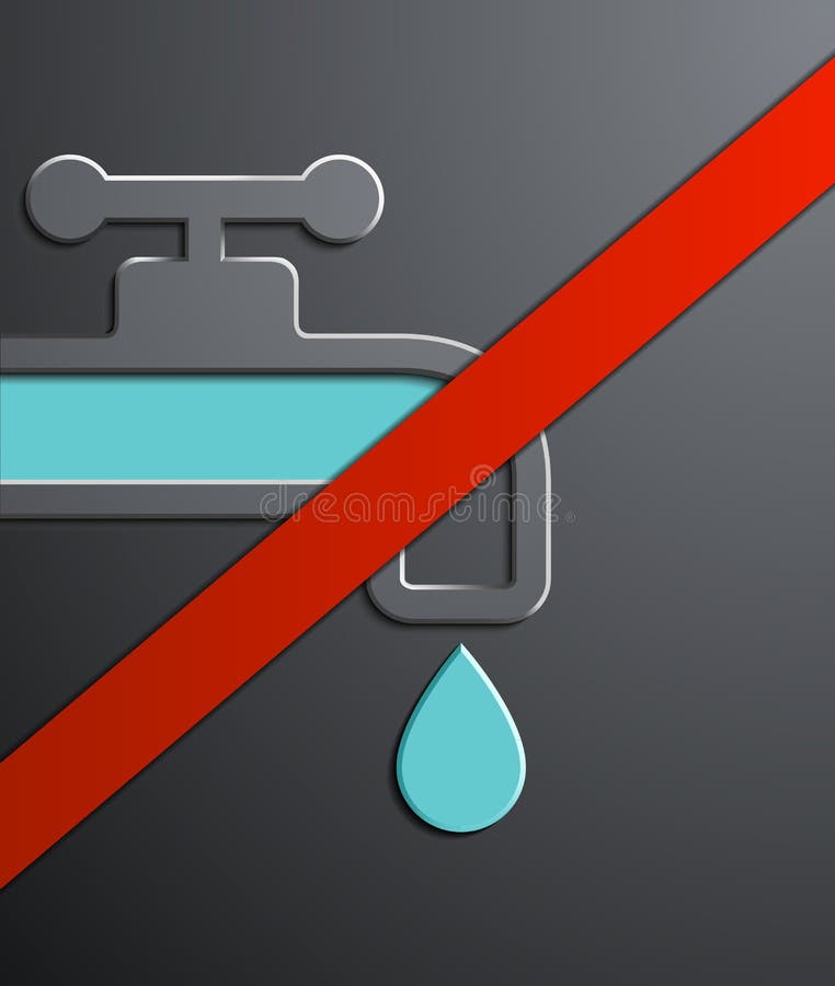 Strike Out Faucet with a Drop of Water. Flat Graphics Stock Vector ...