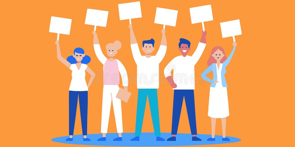 Strike of People with Posters. Protesting People. Dissenting People ...