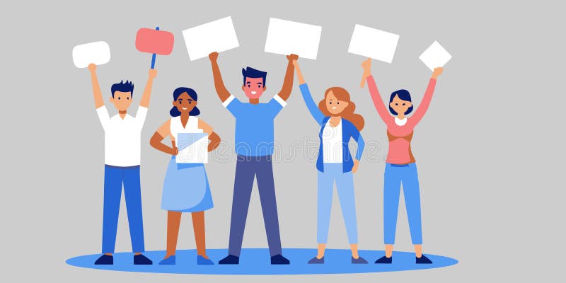 Strike of People with Posters. Protesting People. Dissenting People ...