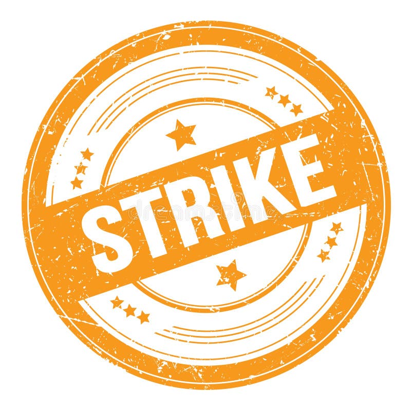 STRIKE Text on Orange Round Grungy Stamp Stock Illustration ...
