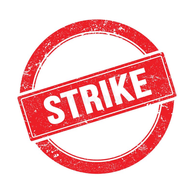 STRIKE Text on Red Grungy Round Stamp Stock Illustration - Illustration ...