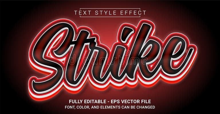 Strike Text Style Effect. Editable Graphic Text Template Stock Vector ...