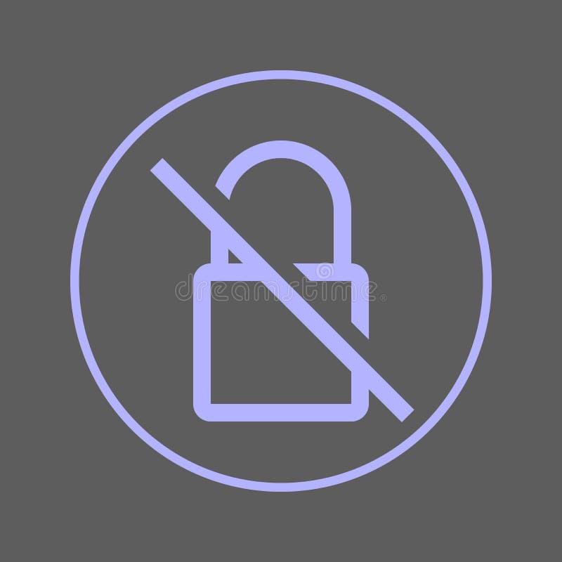 Strikethrough Lock Circular Line Icon. No Encryption Round Colorful ... Strikethrough Lock Circular Line Icon. No Encryption Round Colorful ...
