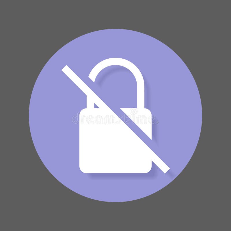 Strikethrough Lock Flat Icon. Round Colorful Button, No Encryption ...