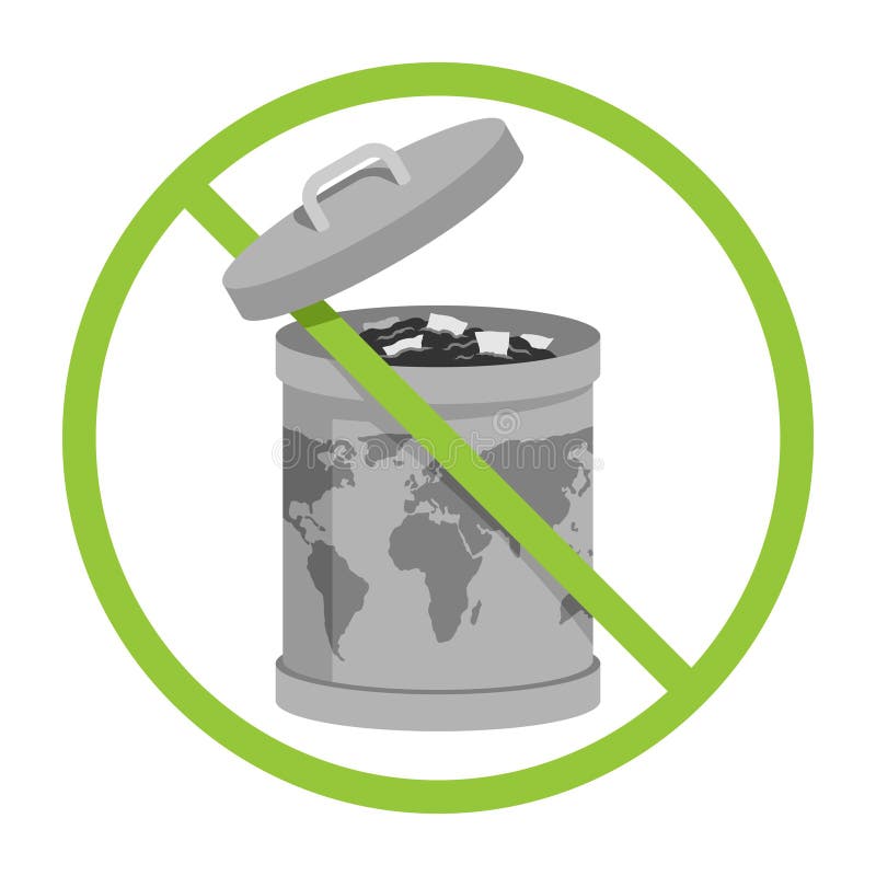 Strikethrough Planet Earth in Trash Bin Shape Stock Vector ...