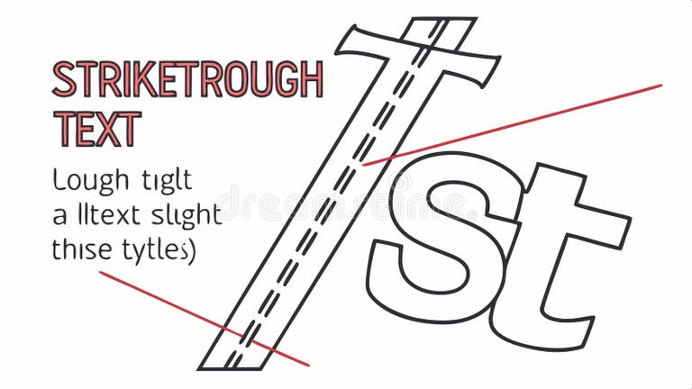 Strikethrough Text Effect, Text Editing, Typography Style, Font Design, Text Formatting Vector ...