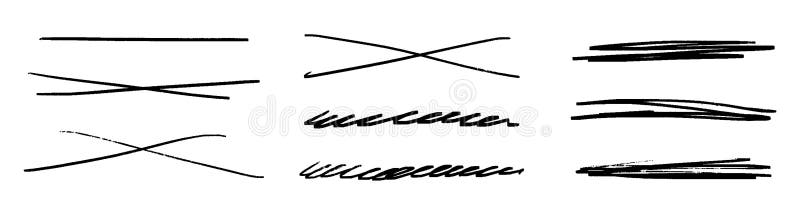 Strikethrough Underlines. Brush Stroke Markers Collection. Vector ...