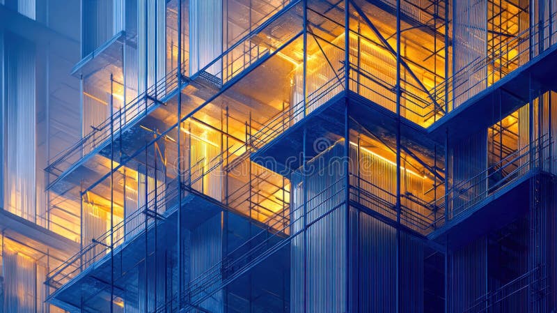A Striking Abstract Architectural Image Showcasing Scaffolding on a ...