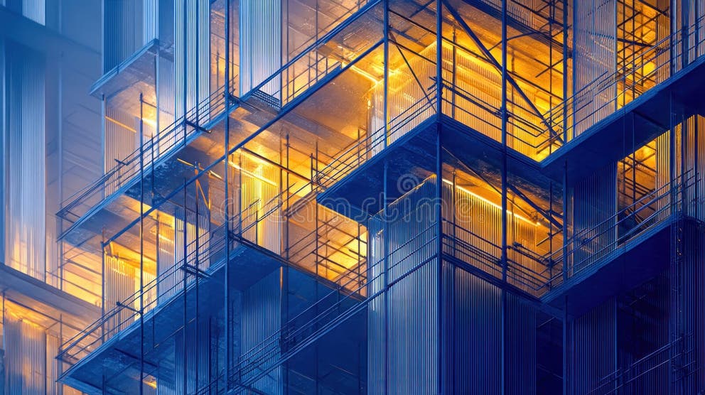 A Striking Abstract Architectural Image Showcasing Scaffolding on a ...
