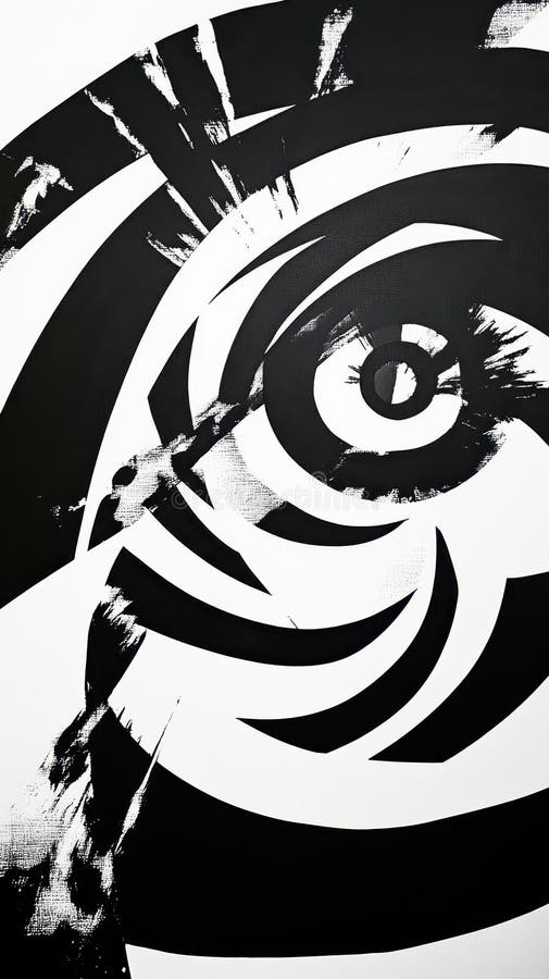 Abstract Monochrome Spiral with Mysterious Eye Focus Stock Illustration ...