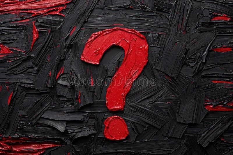 A Striking Abstract Artwork Featuring a Red Question Mark on a Textured ...