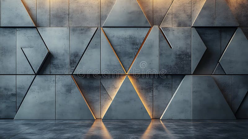 Abstract Concrete Triangle Pattern Illuminated Wall Background Modern ...