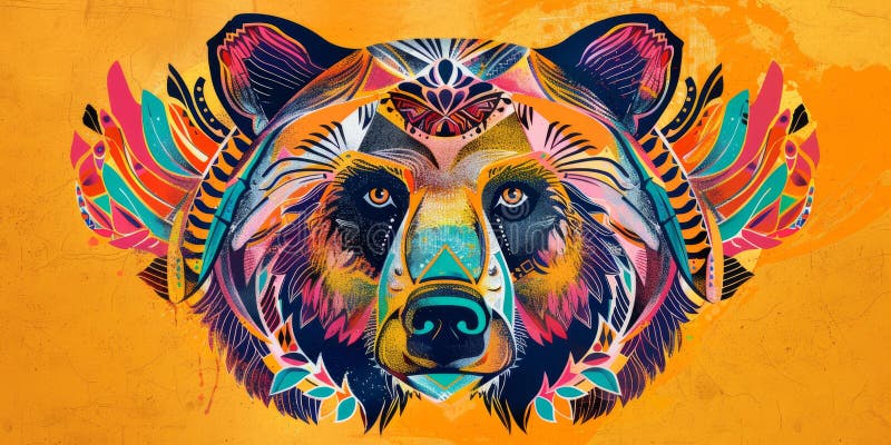 Vibrant Abstract Bear Illustration with Colorful Geometric Patterns ...