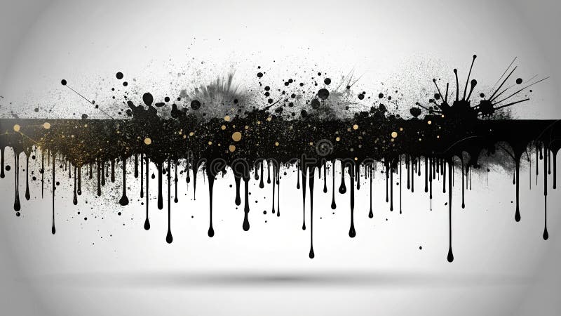 Striking Abstract Black Ink Splatter Banner Horizontal Streaks for ...
