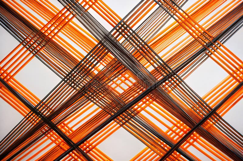 Striking Abstract Black and Orange Linear Pattern on a Clean White ...