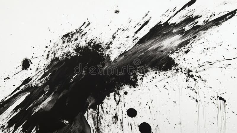 Striking Abstract Black and White Ink Splash on White Background Stock ...