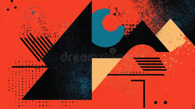 Bold Geometric Abstract with Red and Blue Accents Stock Image - Image ...
