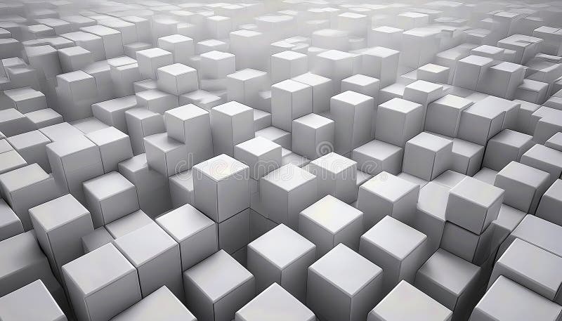 Striking Abstract Composition White Cube Blocks Puzzle the Background ...
