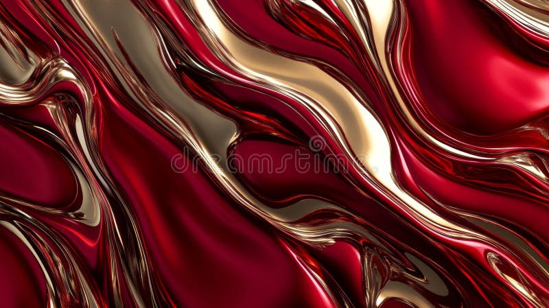 Abstract 3D Liquid Render with Fluid Flow and Glossy Background Stock ...