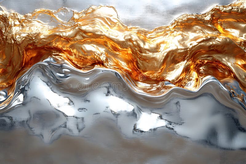 Abstract Liquid Gold and Silver Waves for Modern Design and Decor ...