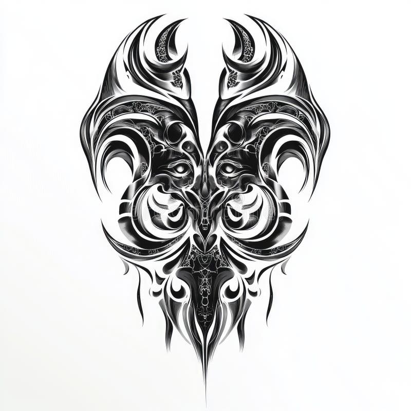 Abstract Owl Face Design in Black and White with Intricate Details ...
