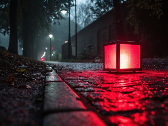 Striking Abstract Double Exposure Red Square Light on Dark Surface a ...