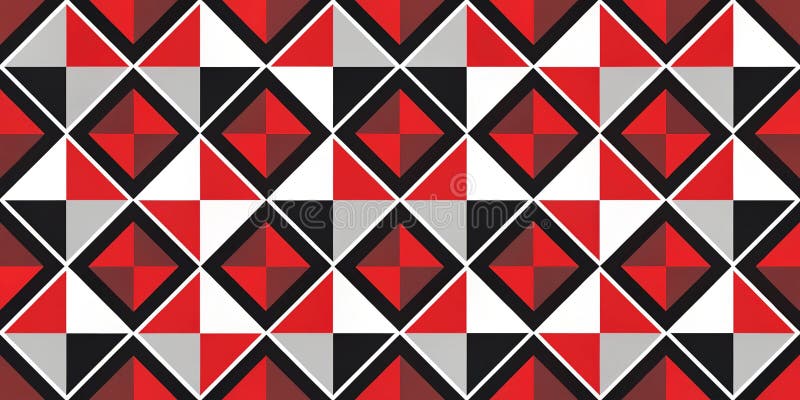 Striking Abstract Geometric Triangle Pattern in Red White and Black ...
