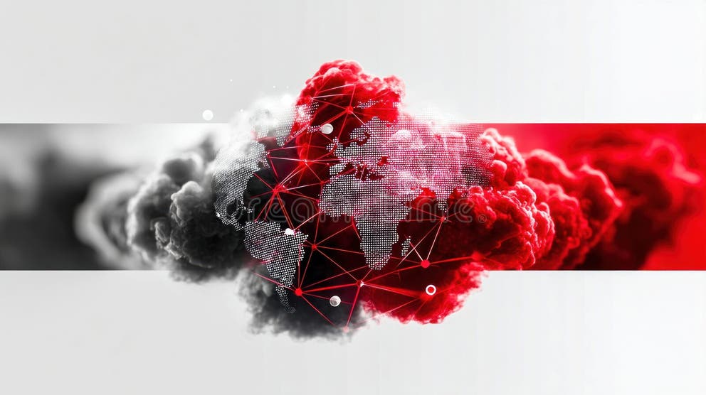 Striking Abstract Illustration Featuring a Network-connected World Map ...