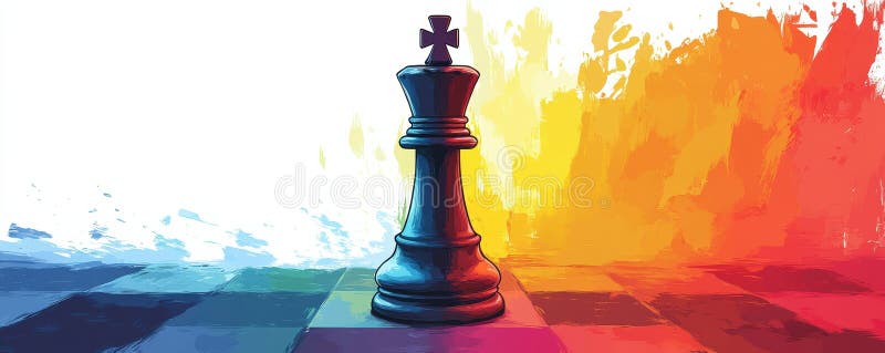 Vibrant Abstract Chess Piece with Rainbow Backdrop on a Chessboard ...