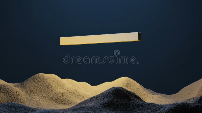 A Minimalistic Floating Rectangular Shape Above Textured Sand Dunes in ...