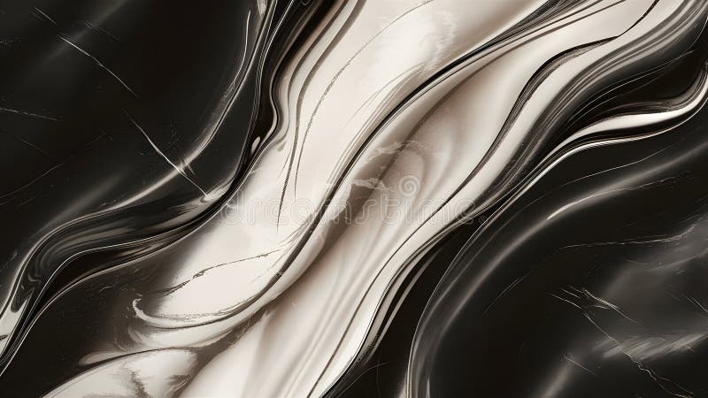 Abstract Waves in Black and White Marble Texture Stock Illustration ...