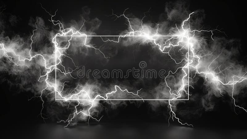 Abstract Lightning Frame on Dark Background Stock Illustration ...