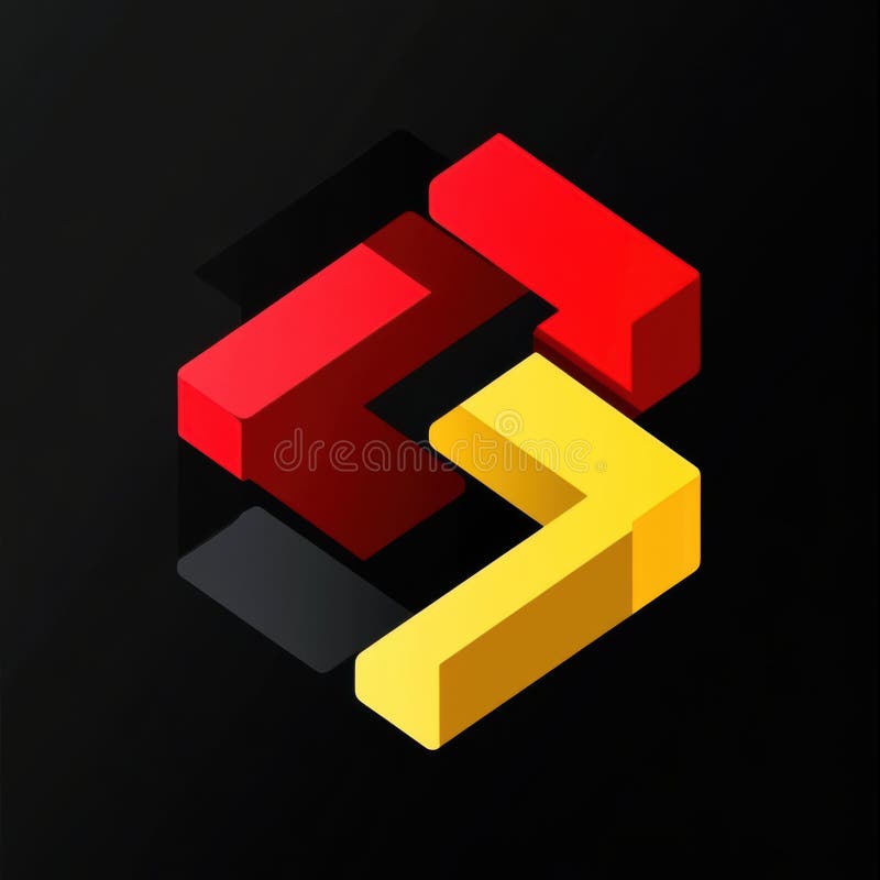 Abstract Red and Yellow 3D Design Stock Illustration - Illustration of ...