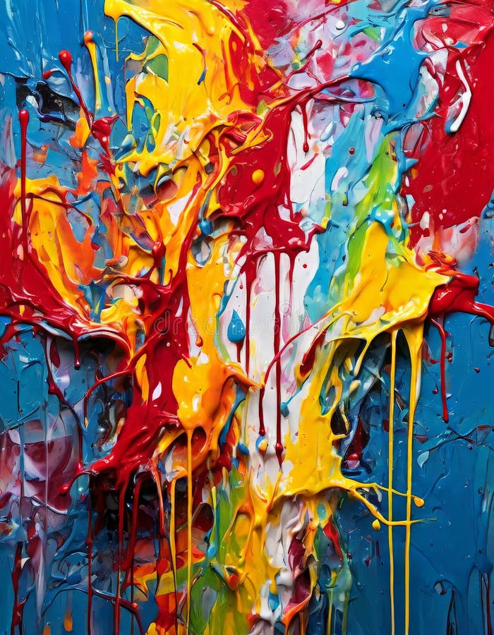 Abstract Vibrant Paint Splashes in Bold Colors Stock Photo - Image of ...