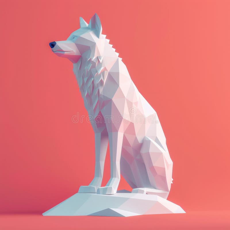 A Striking Abstract Low Poly Illustration of a Wolf Howling on a ...
