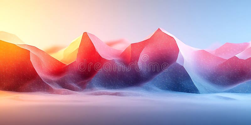 Abstract Polygonal Mountain Range Landscape with Gradient Colors and ...