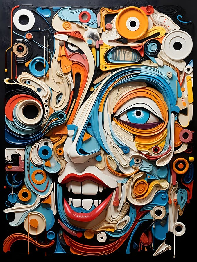 A Surreal, Colorful Portrait with Geometric Shapes Forming an ...