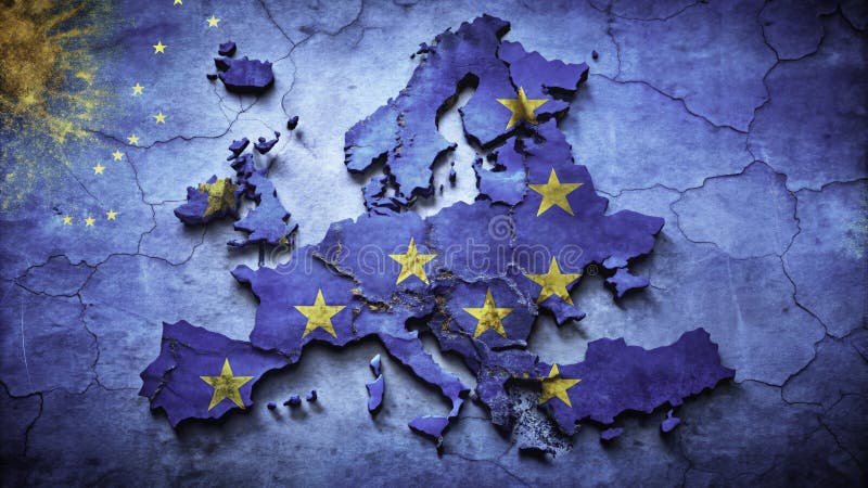 A Striking Abstract Representation of the European Union a Blue Map of ...