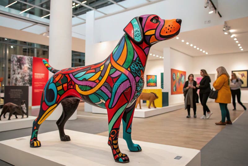 A Striking Abstract Sculpture of a Dog, Featuring Bold Colors and ...